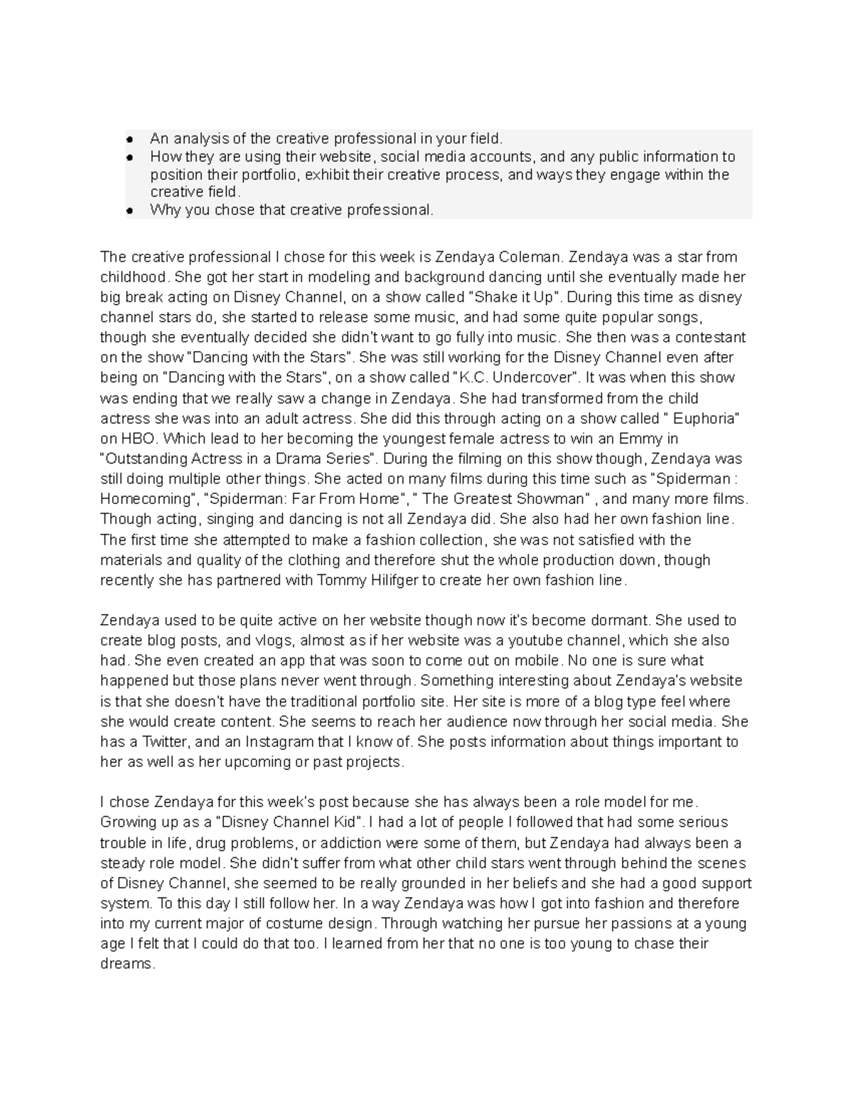 Week 5 - This is an ongoing assignment for this class. - An analysis of ...