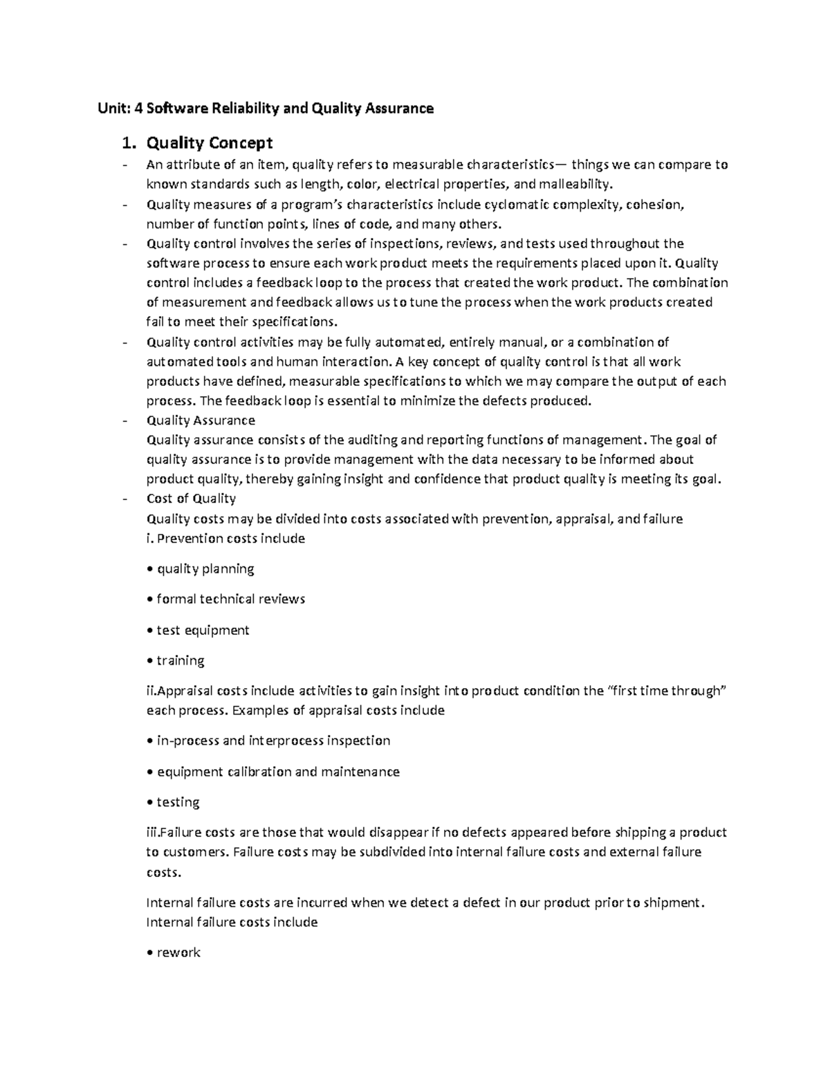 Software Reliability and Quality Assurance - Quality Concept An ...