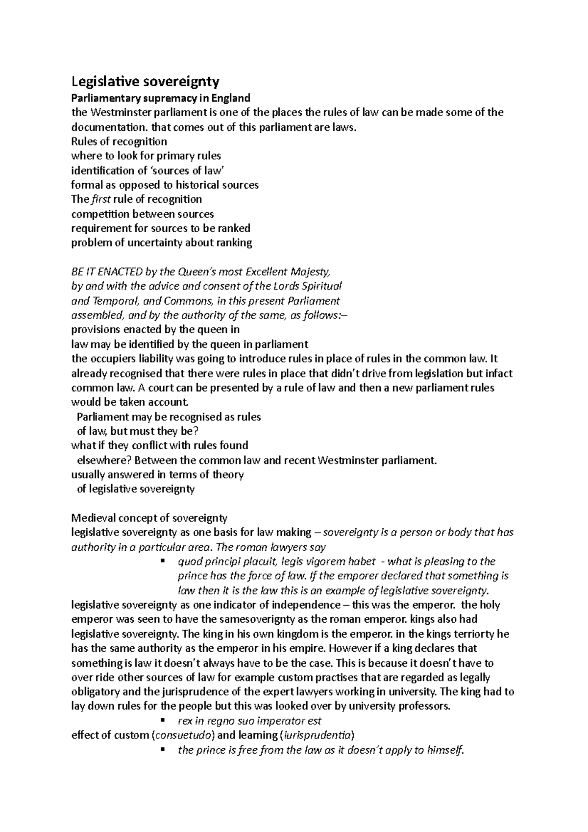 Legislative sovereignty - Legislative sovereignty Parliamentary ...