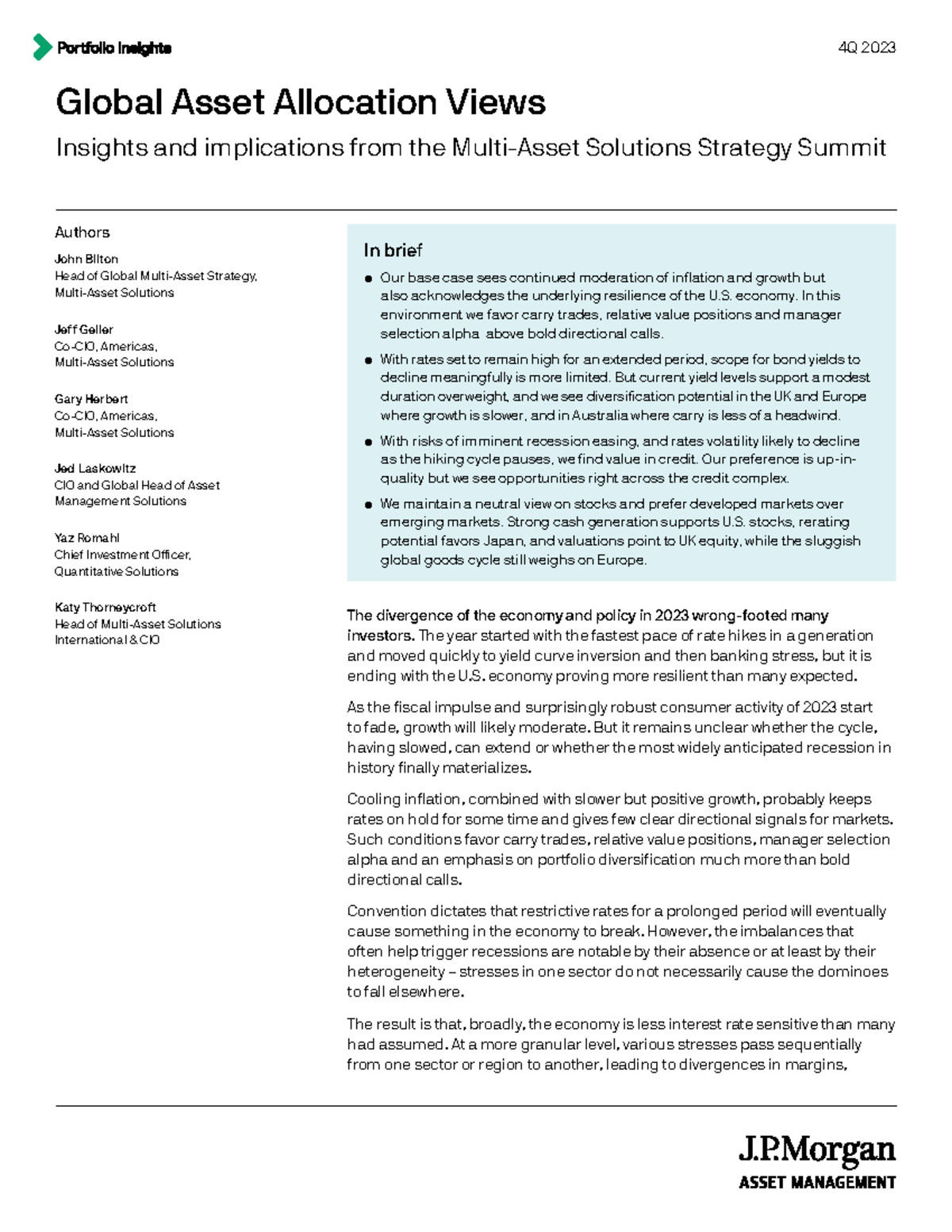 Global Asset Allocation Views 4Q23 - Global Asset Allocation Views ...