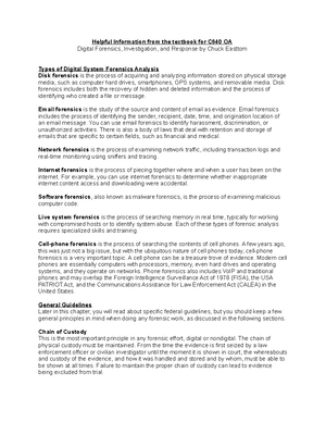 C840 - Assignmet 1 - Assignment 1 - Forensic Evidence Plan of Action ...