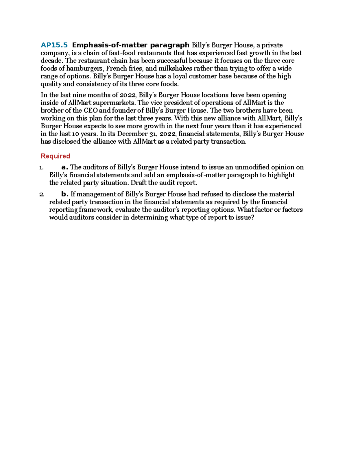 Solutions for chapters 15 and chapter 13 - AP15 Emphasis-of-matter ...