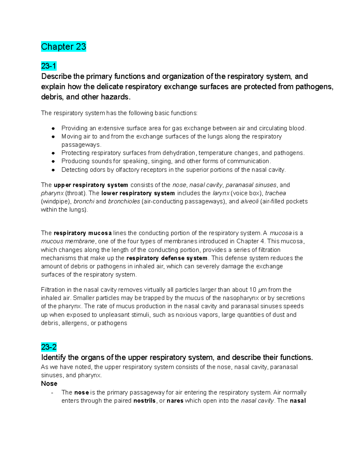 Anatomy 2 - Exam 3 Ch. 23, 24, 25 - Chapter 23 23- Describe the primary ...