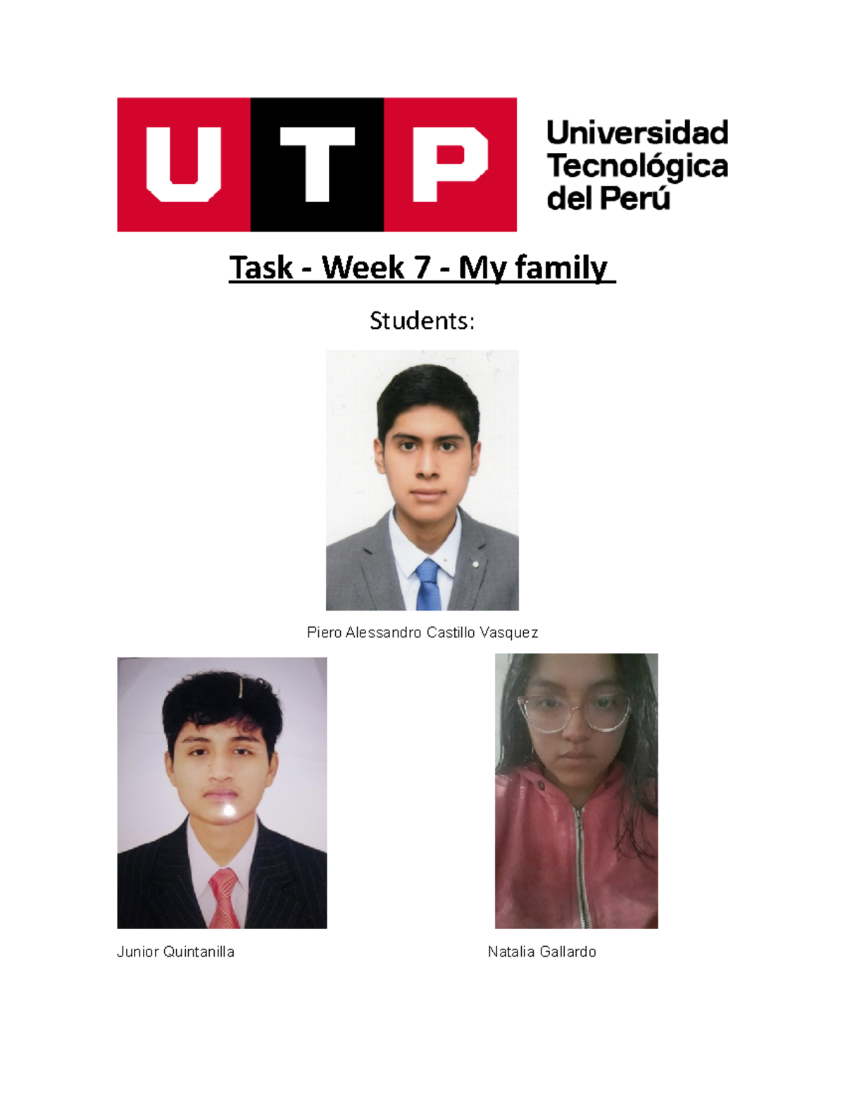 T14 - Tarea 14 - Task - Week 7 - My family Students: Piero Alessandro ...