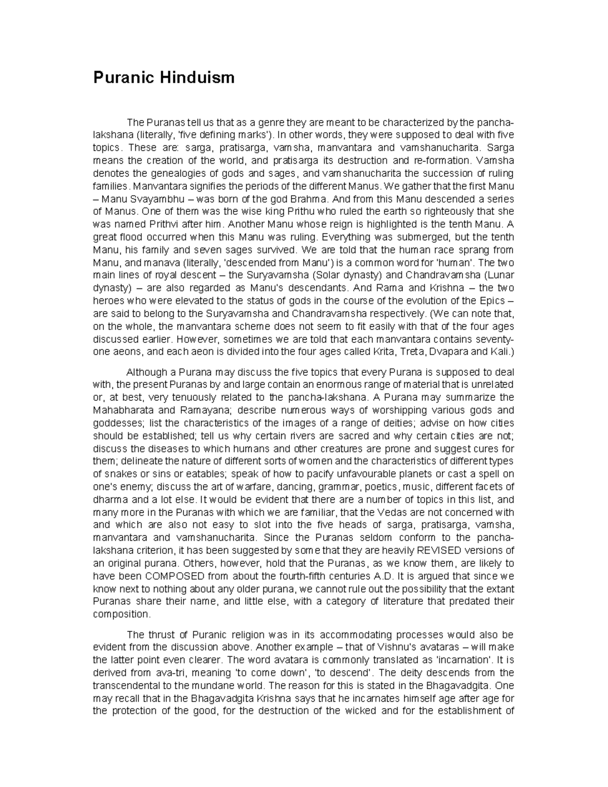 Puranic Hinduism - History of India Semester 2 - Puranic Hinduism The ...