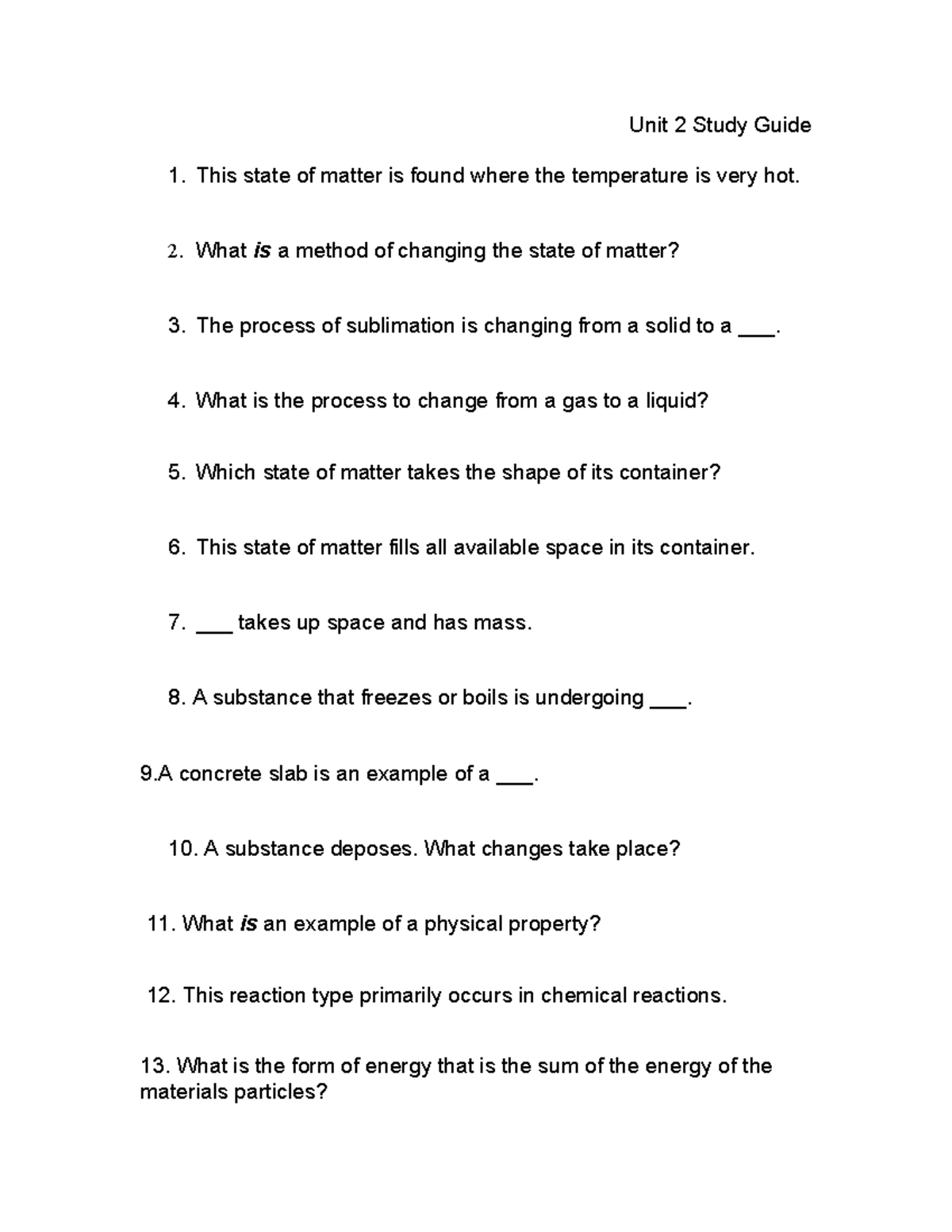 Lance Fitch - Unit 2 Study Guide - Unit 2 Study Guide This state of ...