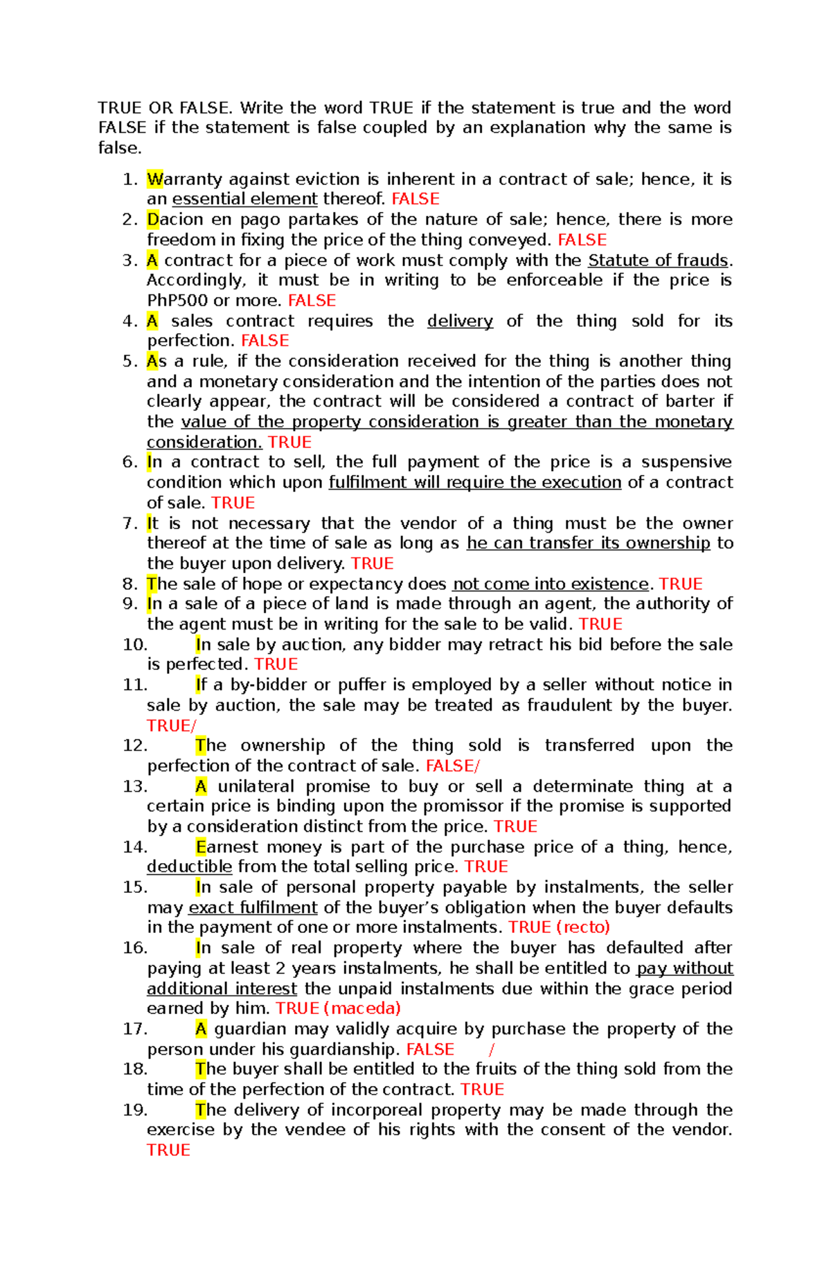 220218093 True or False - TRUE OR FALSE. Write the word TRUE if the ...