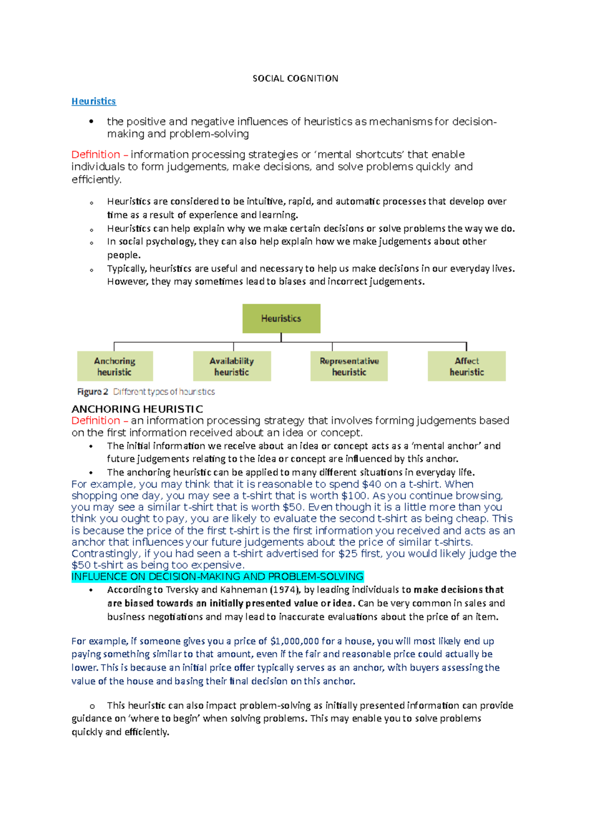 U2 AOS1 Social Cognition - 6C - SOCIAL COGNITION Heuristics the ...