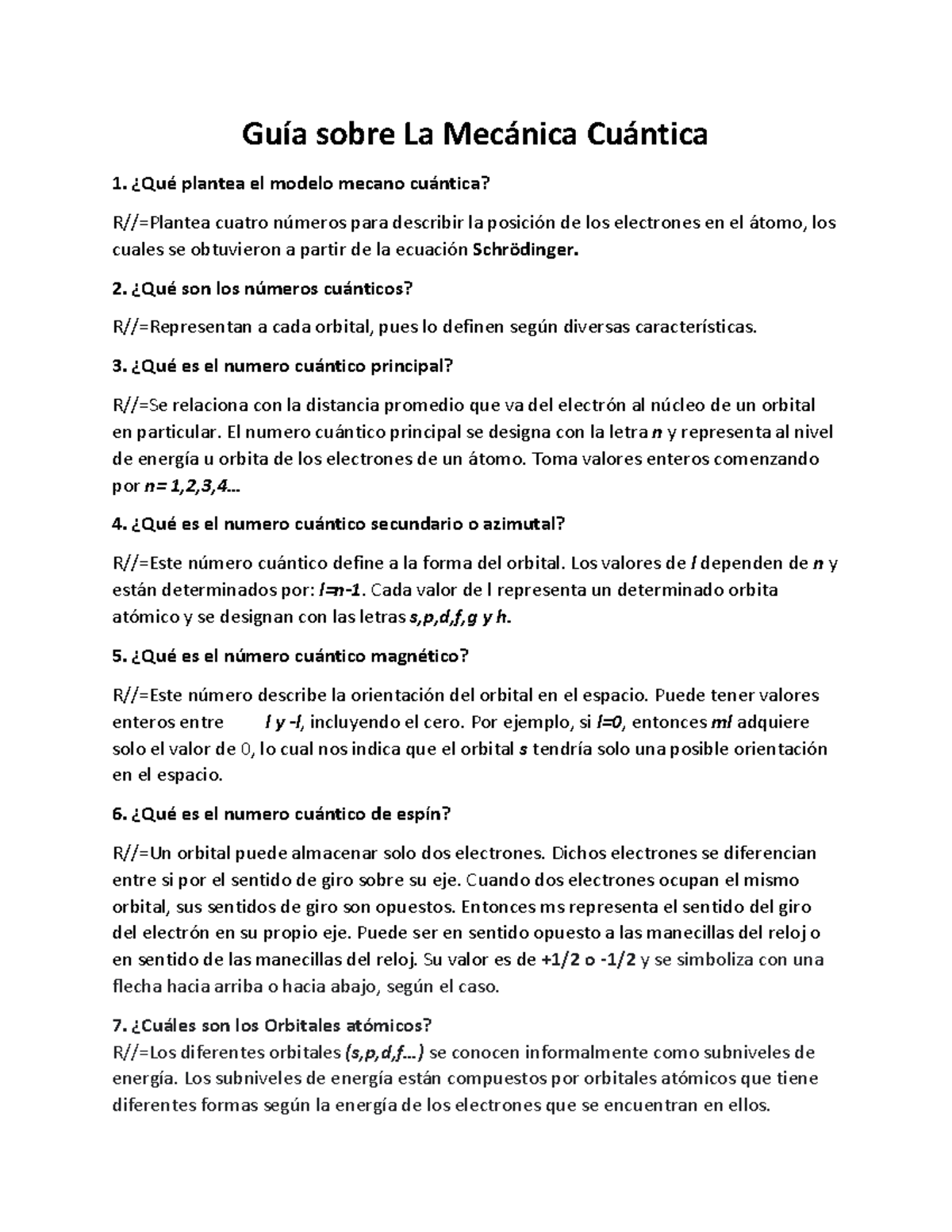 Guía sobre La Mecánica Cuántica - GuÌa sobre La Mec·nica Cu·ntica 1. øQuÈ plantea el modelo ...