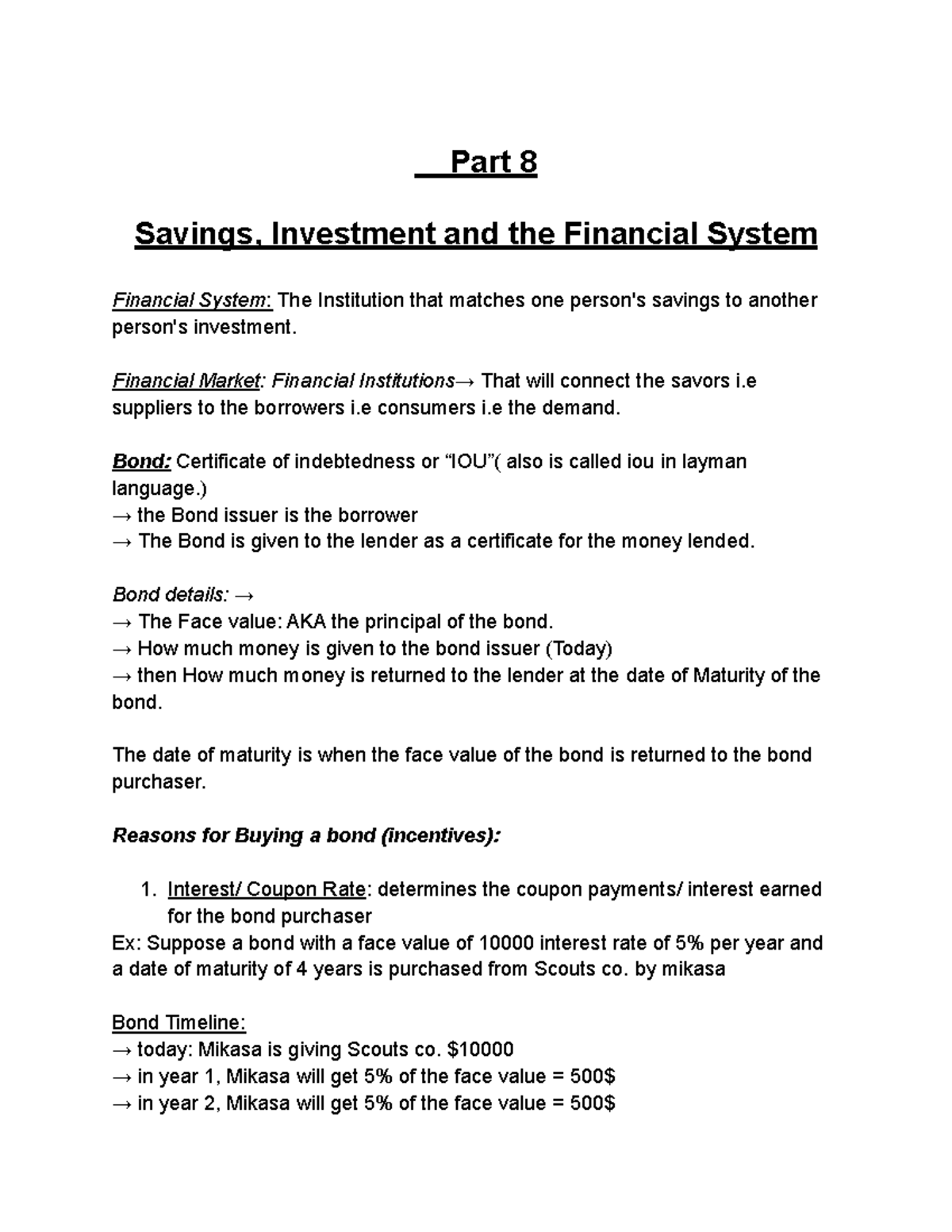 Macro Econ chapter 8 - Lecture notes on Savings, Investment and the ...