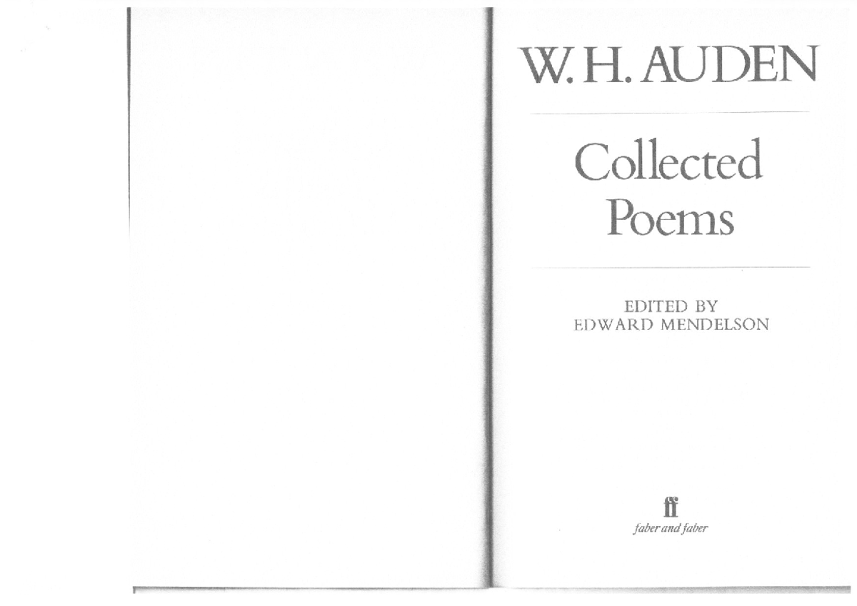 W. H. Auden poems - Literatura Inglesa Contemporânea - Studocu