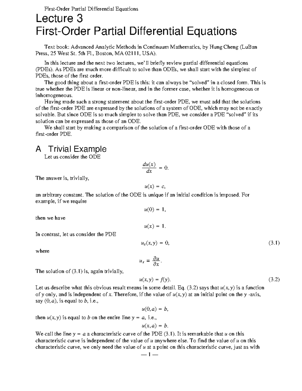 First-Order Partial Differential Equations - 5th Fl., Boston, MA 02111 ...