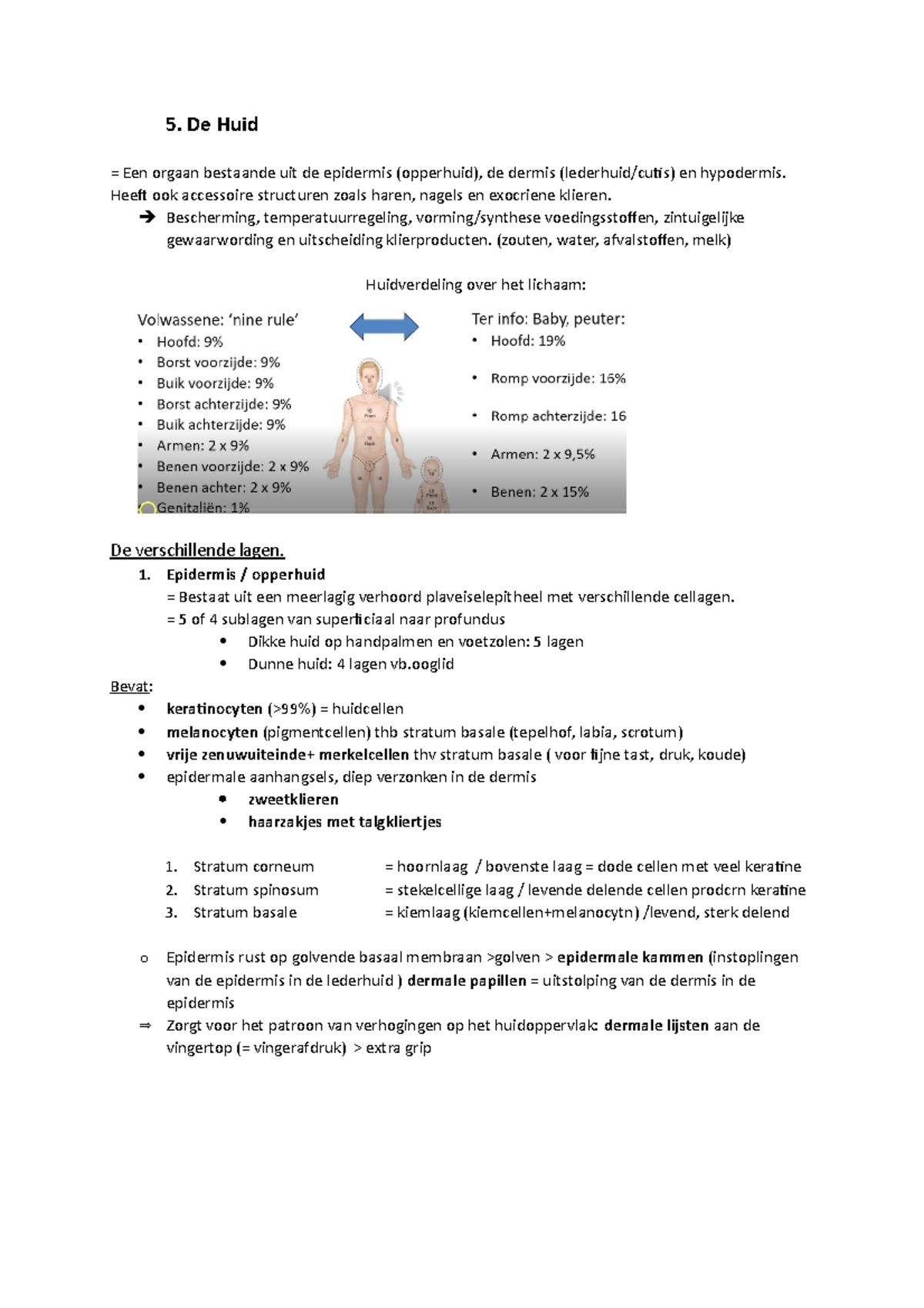 De huid - samenvatting - 5. De Huid = Een orgaan bestaande uit de ...
