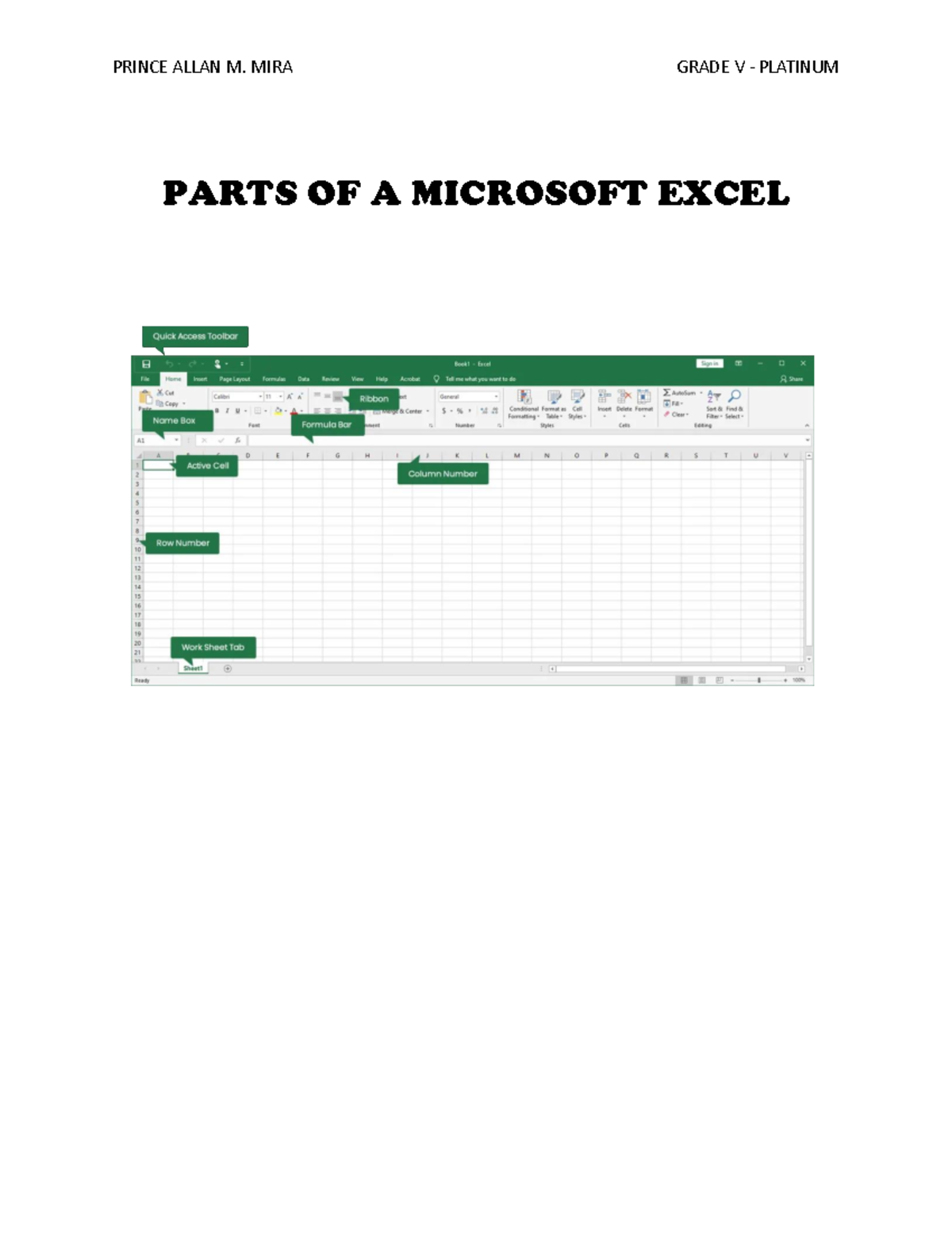 Parts OF A Microsoft Excel Prince - Economic - PRINCE ALLAN M. MIRA GRADE V - PLATINUM PARTS OF ...