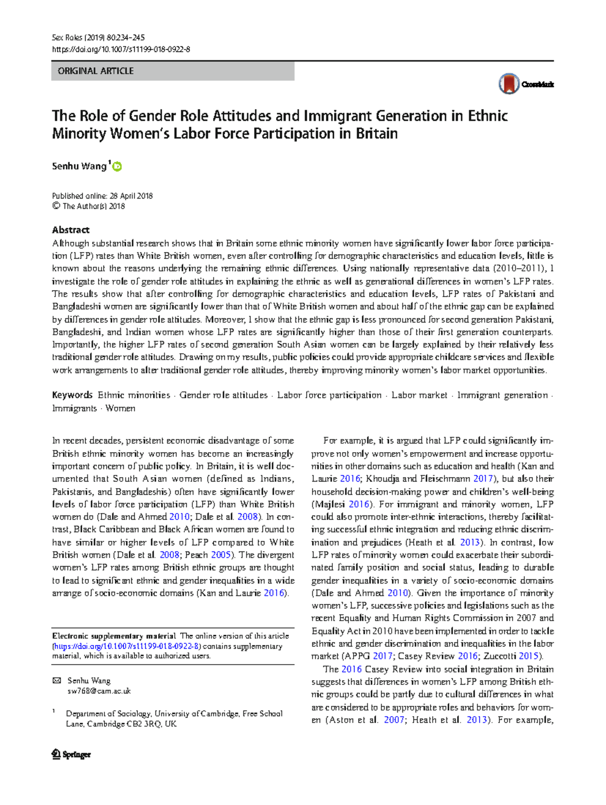 S11199 018 0922 8 - ORIGINAL ARTICLE The Role of Gender Role Attitudes ...