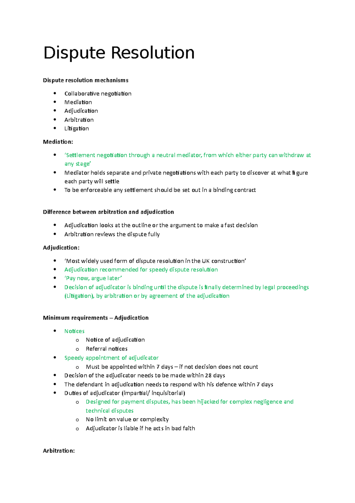 Lecture 9 - Dispute Resolution - Dispute Resolution Dispute resolution ...