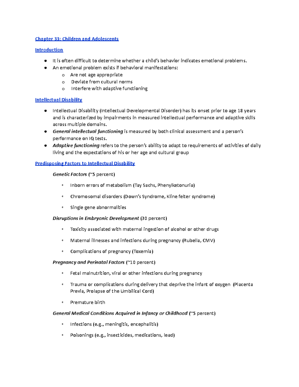 Chapter 33 Children and Adolescents - Chapter 33: Children and ...