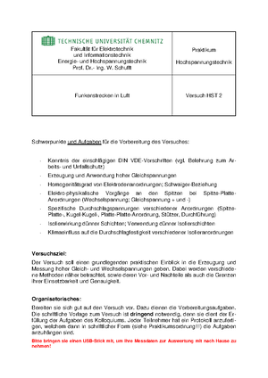 Anleitung-HST6 - Praktikumsanleitung aus dem WS - Fakultät für Elektrotechnik und - Studocu
