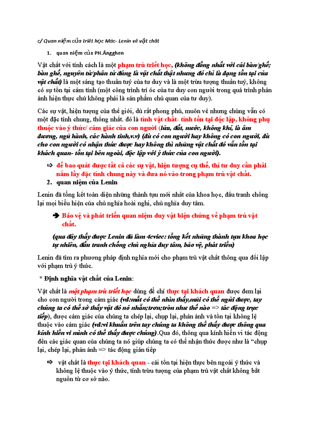 TRIẾT HỌC QUAN NIỆM CỦA CHỦ NGHĨA MÁC Lenin VỀ VẬT CHẤT NHÓM1 - c/ Quan ni ệm c ủa triếết h ọc ...