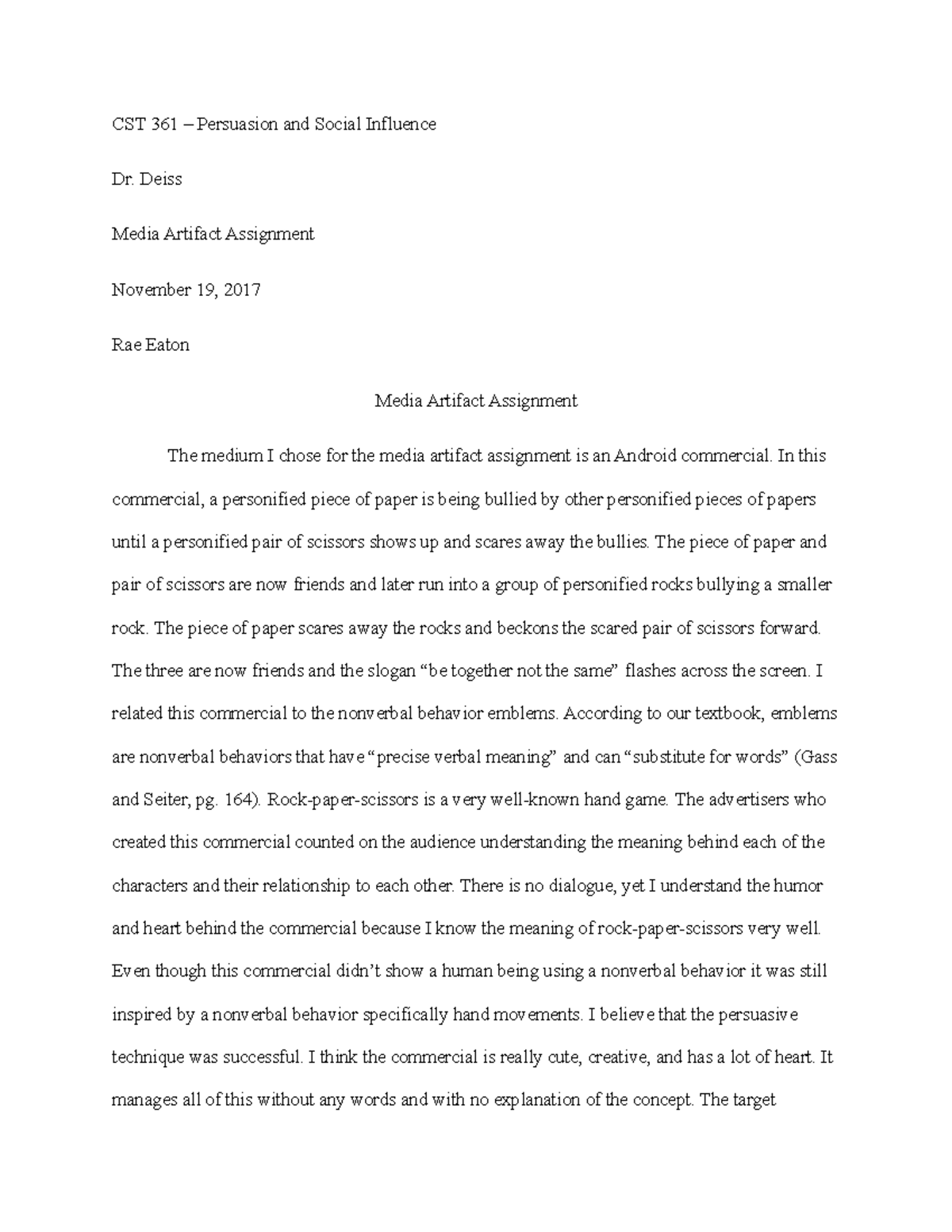 Media Artifact Analysis: Android - CST 361 – Persuasion and Social ...