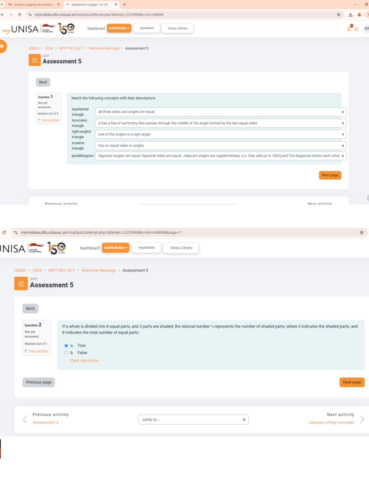 MFP1501 Assignment 5 Semester 2 2024 - Gu id e to log gi ng int o myMo d x A sse s sme nt 5 ( pa ...