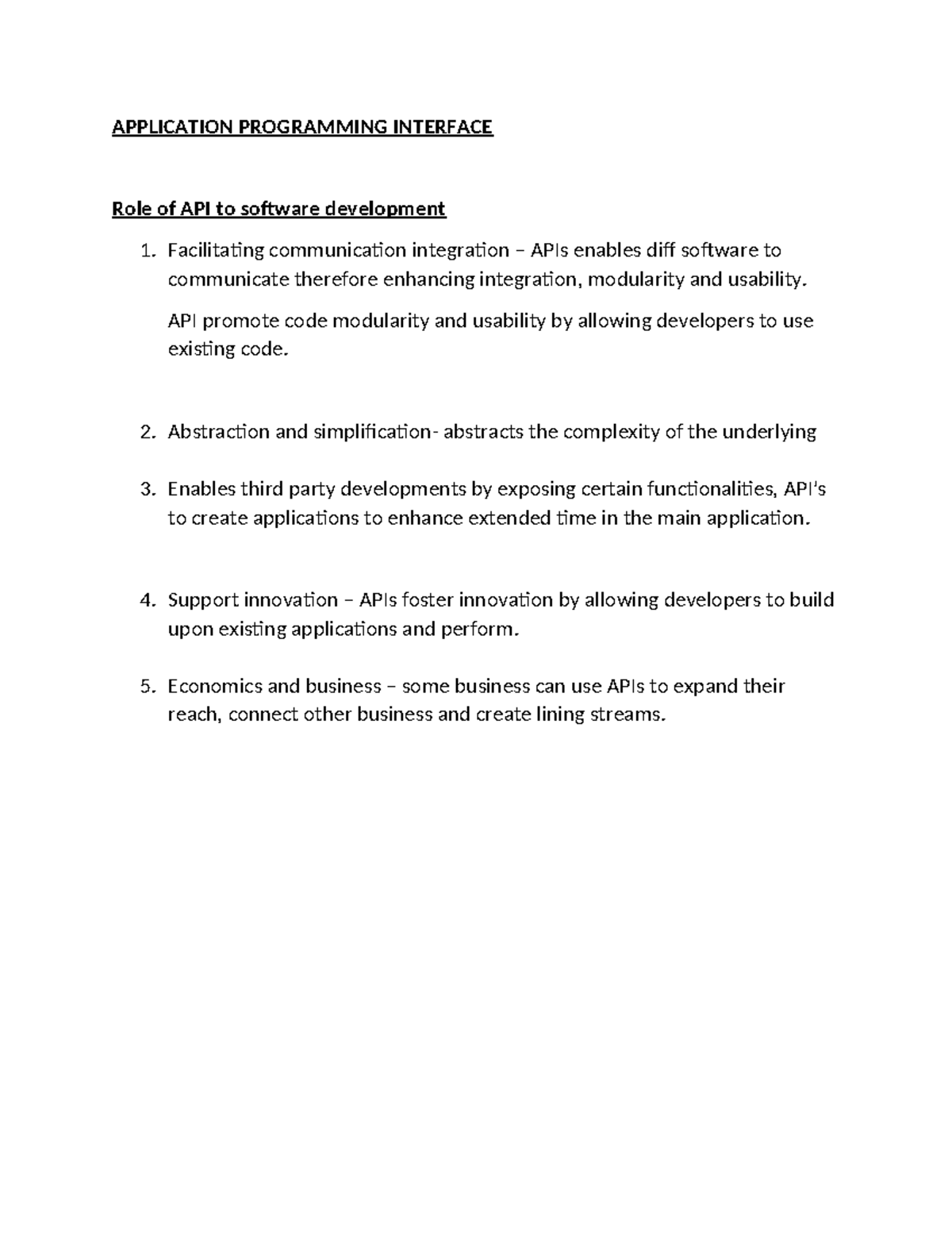 Application Programming Interface Application Programming Interface