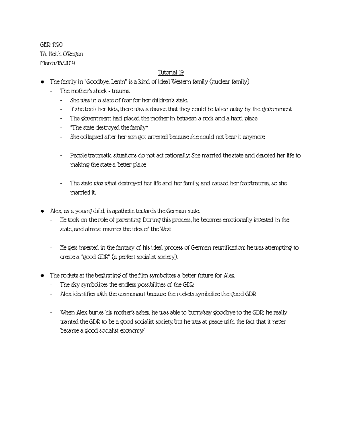 GER 1790 tutorial 19 - GER 1790 TA. Keith O9Regan Mar/15/ Tutorial 19 The family in