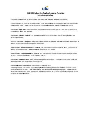 HUM 215 module one - assignment - The subject of the creative work ...