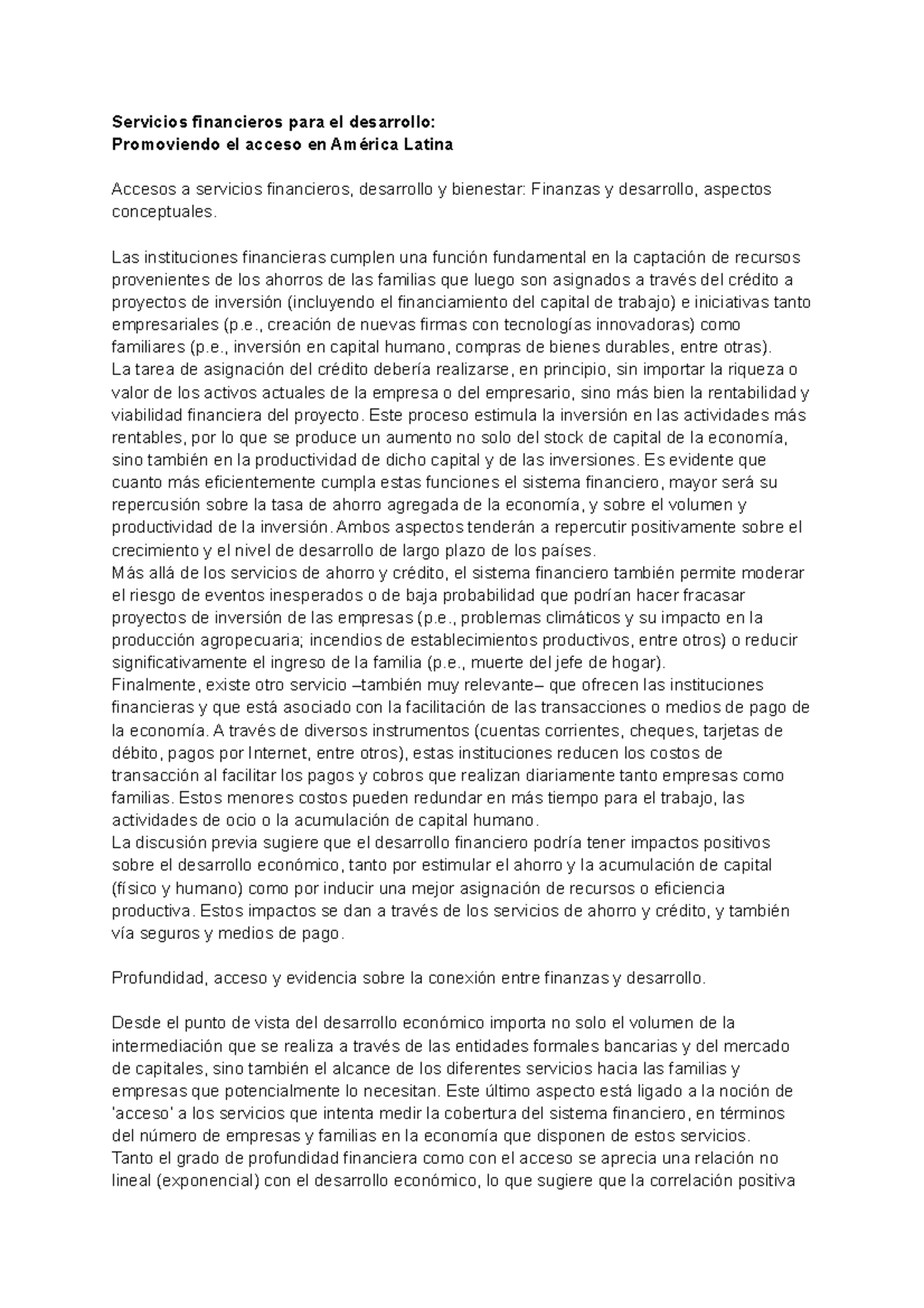 CAF CAP 1 - Servicios financieros para el desarrollo: Promoviendo el ...