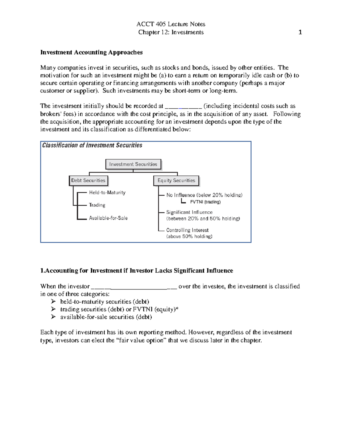 Lecture Notes CH 12 SP18 - ACCT 405 Lecture Notes Chapter 12 ...