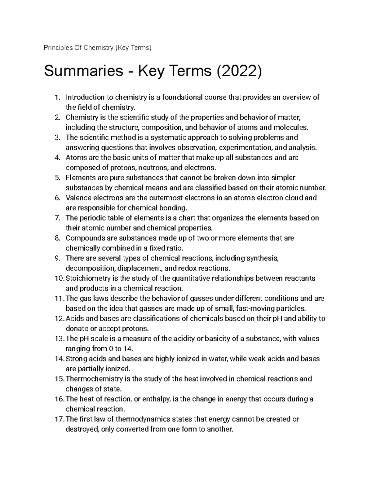 Principles Of Chemistry (Key Terms) - Principles Of Chemistry (Key ...