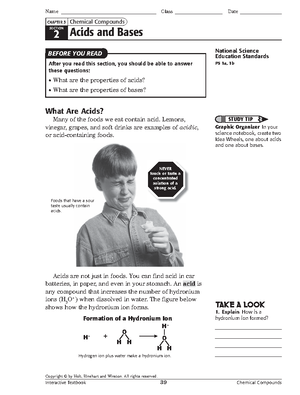 Acids and bases pogils - ...... - Acid Base POGIL Learning Activity 1 ...