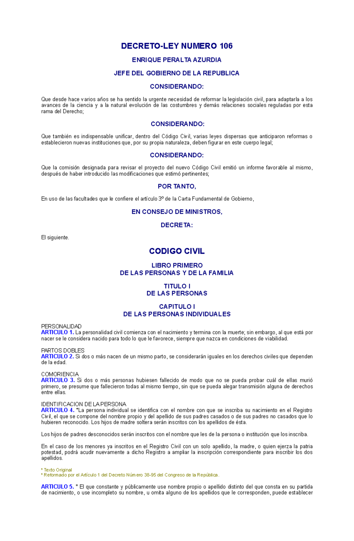 Código Civil Decreto Ley106 de la republica de Guiatemala - DECRETO-LEY ...