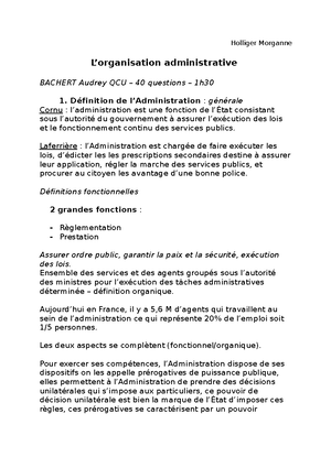 Organisation administrative Intro - INTRODUCTION Qu’est-ce que l ...