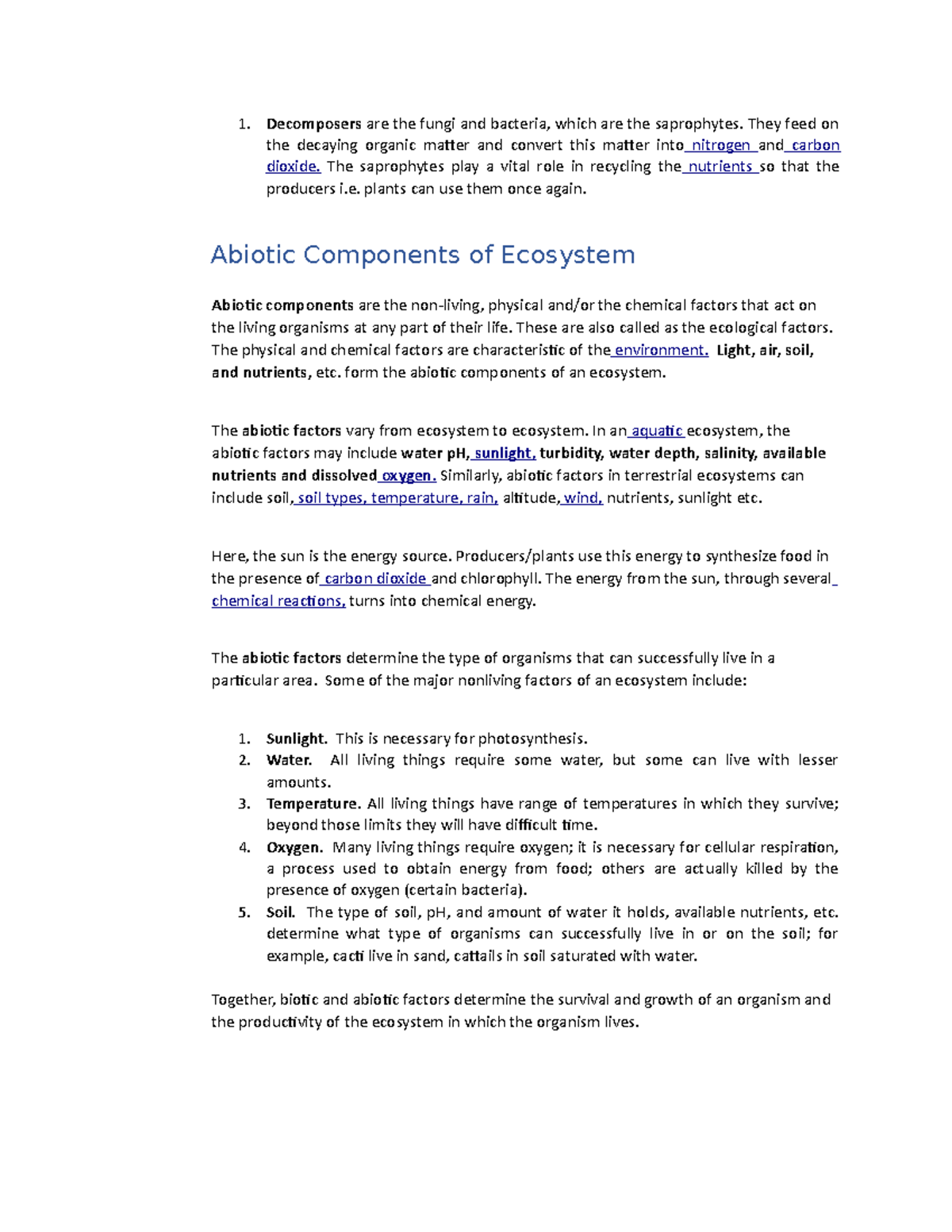 Environmental Science. module 2. 2 - Decomposers are the fungi and ...