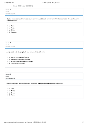 Graded Quiz Unit 6 Attempt review - Started on Sunday, 5 March 2023, 4: ...