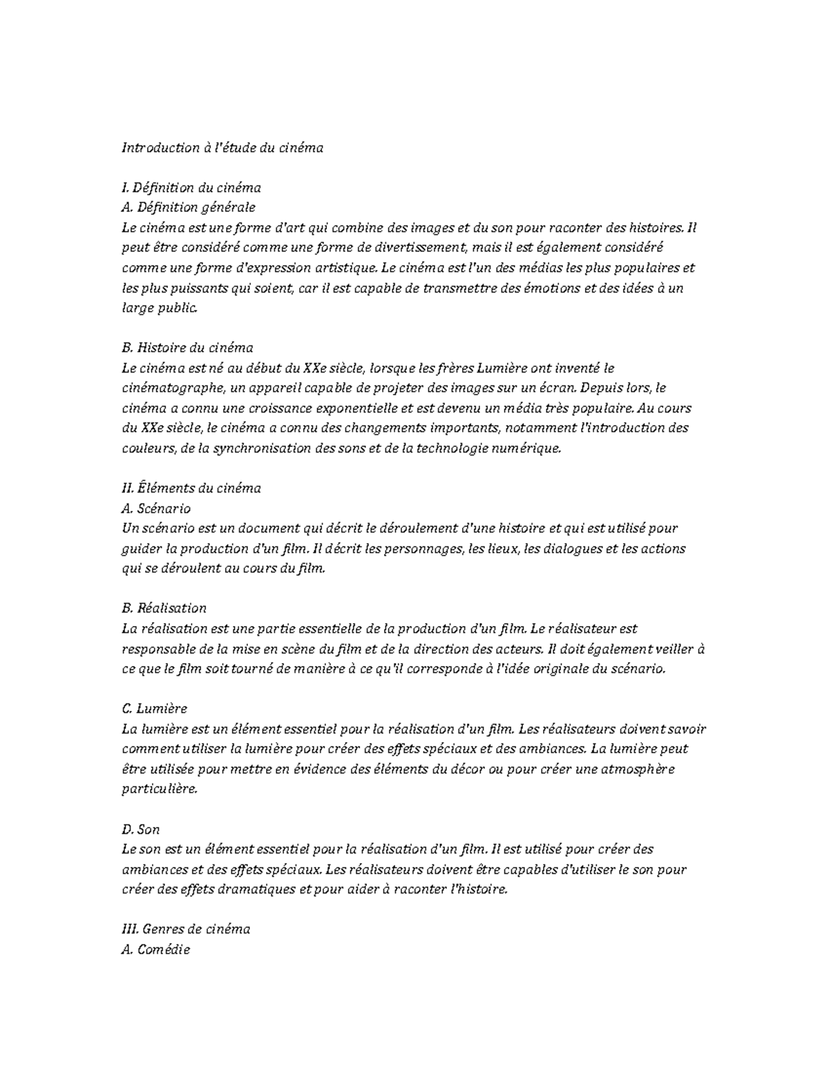 Introduction to Film Studies - Introduction à l'étude du cinéma I ...