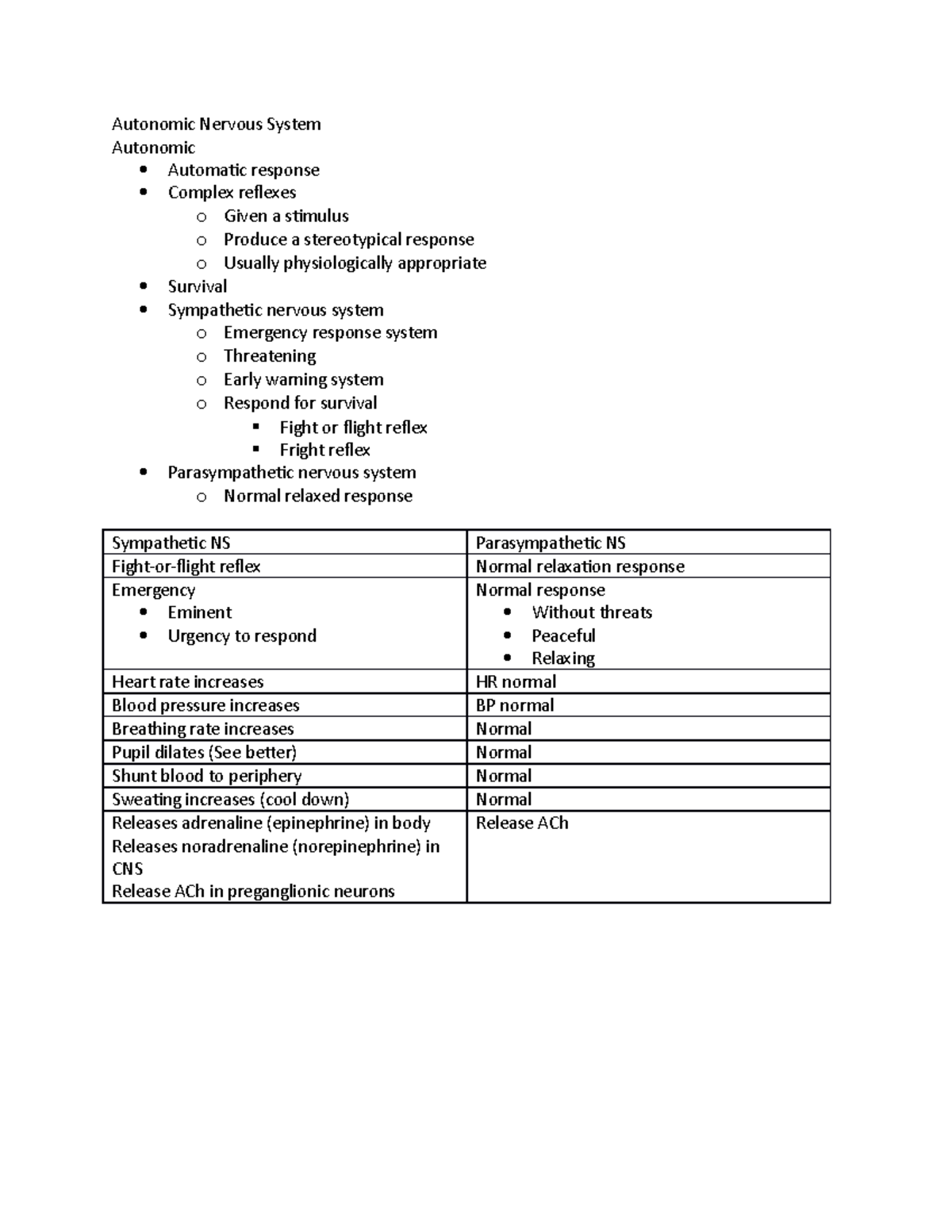 Autonomic Nervous System - Autonomic Nervous System Autonomic Automatic ...