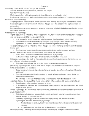 - Introduction to Psychology PSY 1001 Chapter 2 review lecture notes ...