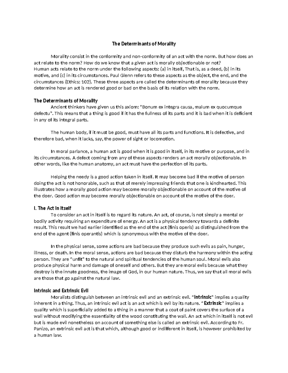 The Determinants of Morality - The Determinants of Morality Morality ...