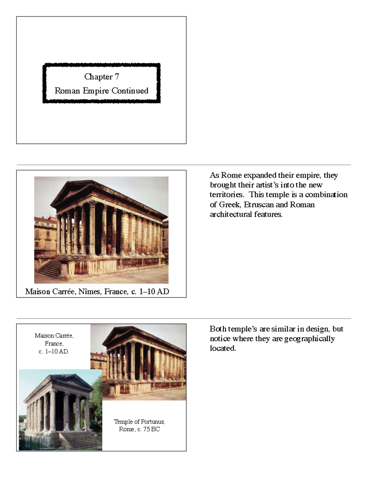 7.2 Roman Empire - Lecture notes 12 - Chapter 7 Roman Empire Continued ...