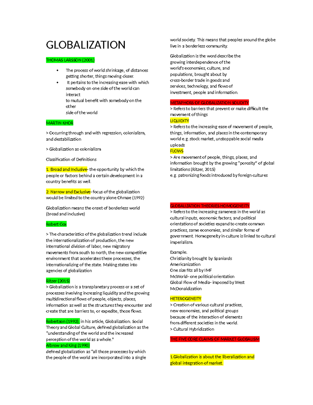 TCWD211 - MATH - GLOBALIZATION THOMAS LARSSON (2001) The process of ...