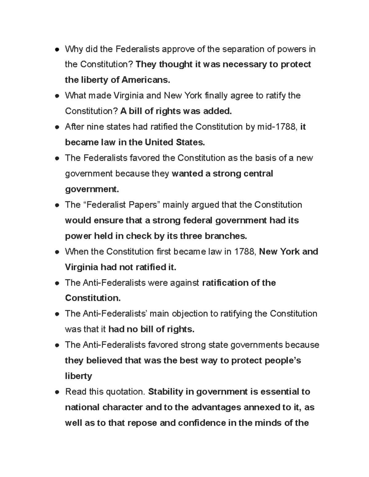 The Ratification Debate - Why did the Federalists approve of the ...