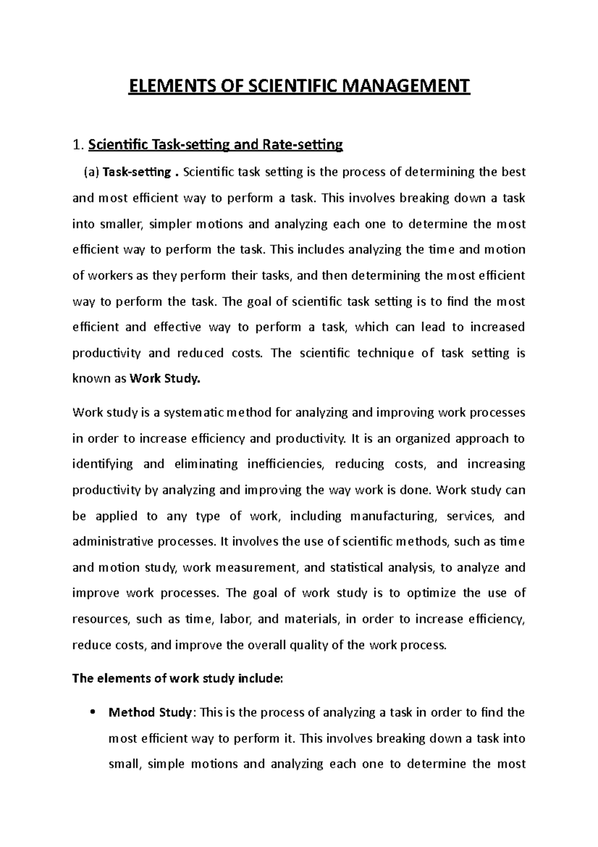Elements of Scientific Management - ELEMENTS OF SCIENTIFIC MANAGEMENT 1 ...
