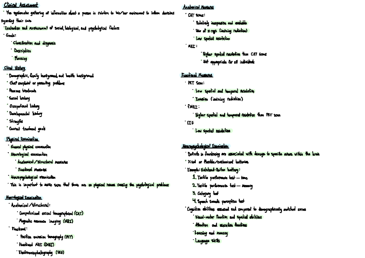 PSYC 340 - Lecture #3 Summary - Clinical Assessment Anatomical Measures ...