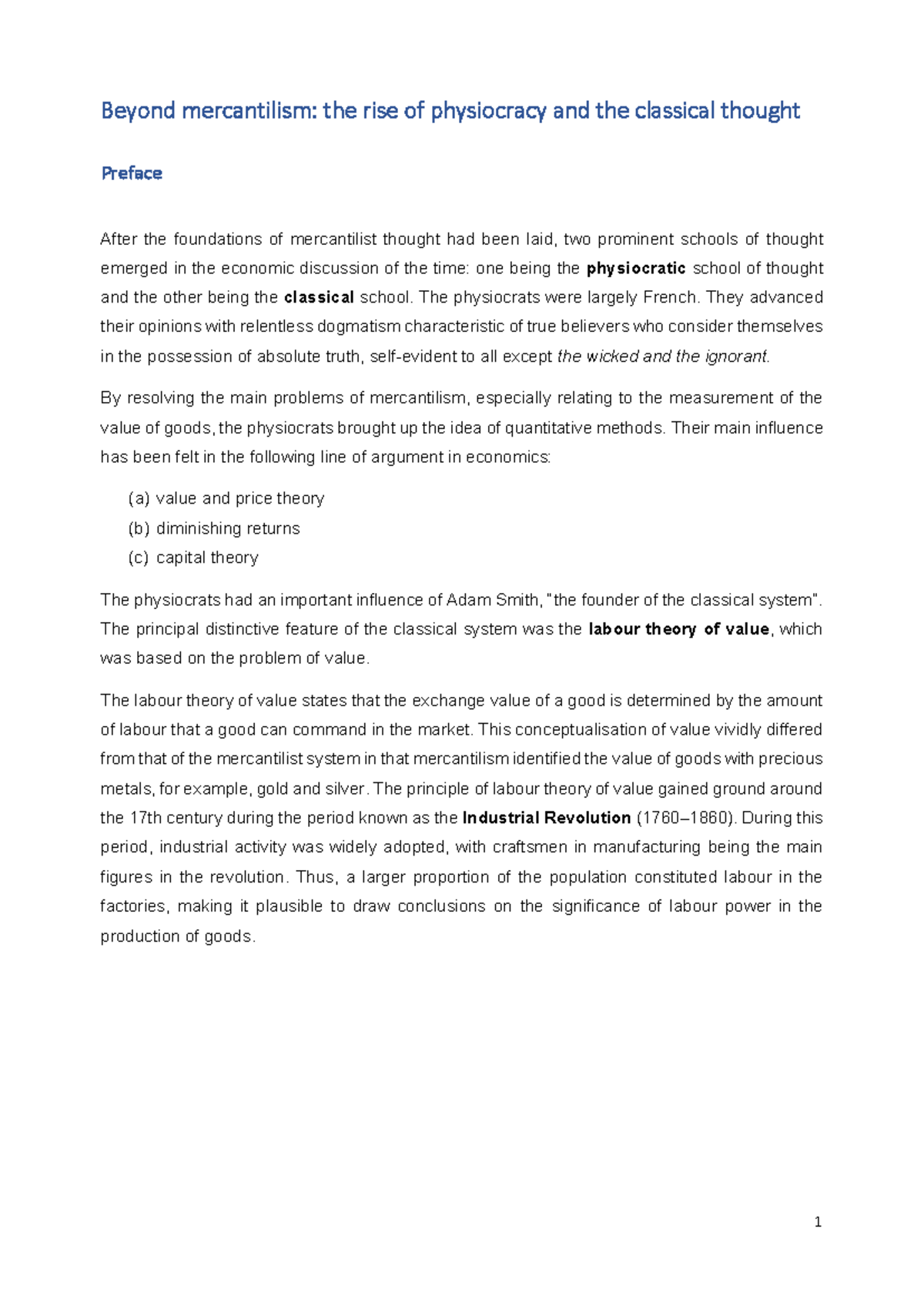 Physiocracy ECS3705 Notes for Lessons Lesson 2 - Beyond mercantilism ...