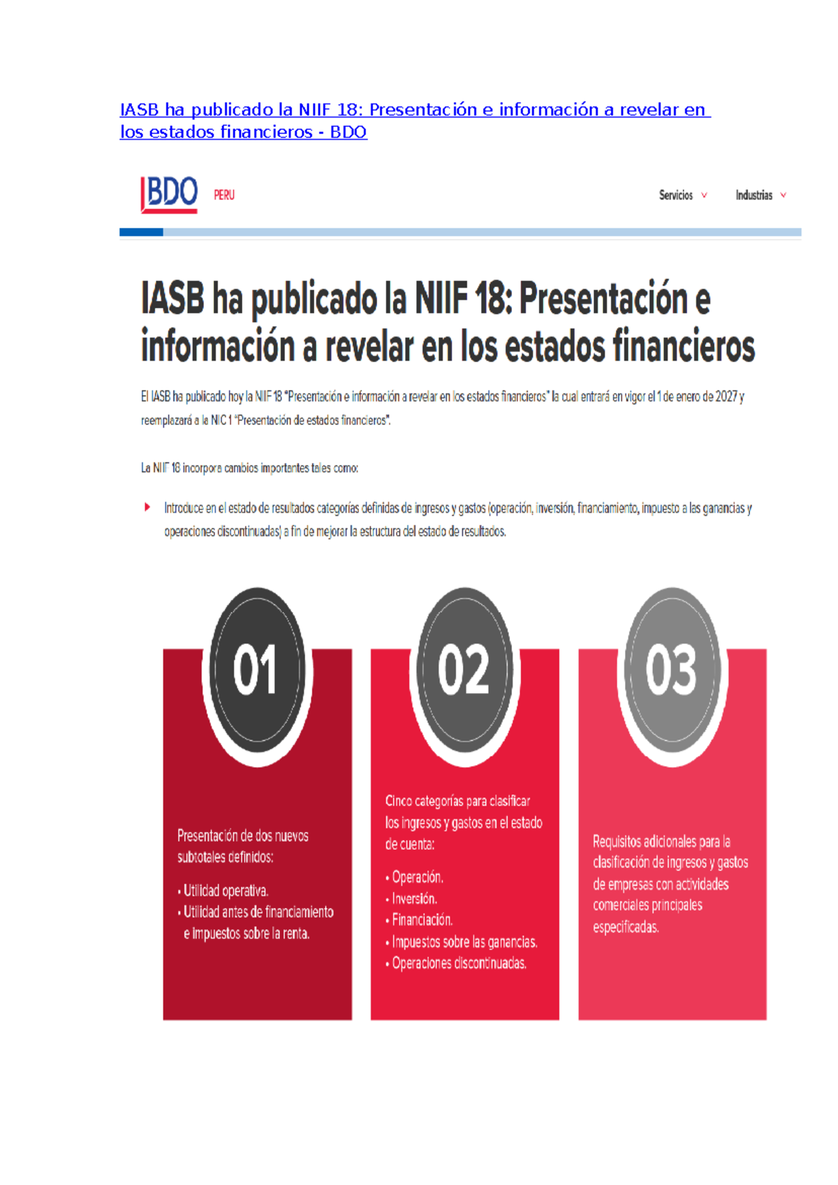 NIIF 18 - IASB ha publicado la NIIF 18: Presentación e información a ...