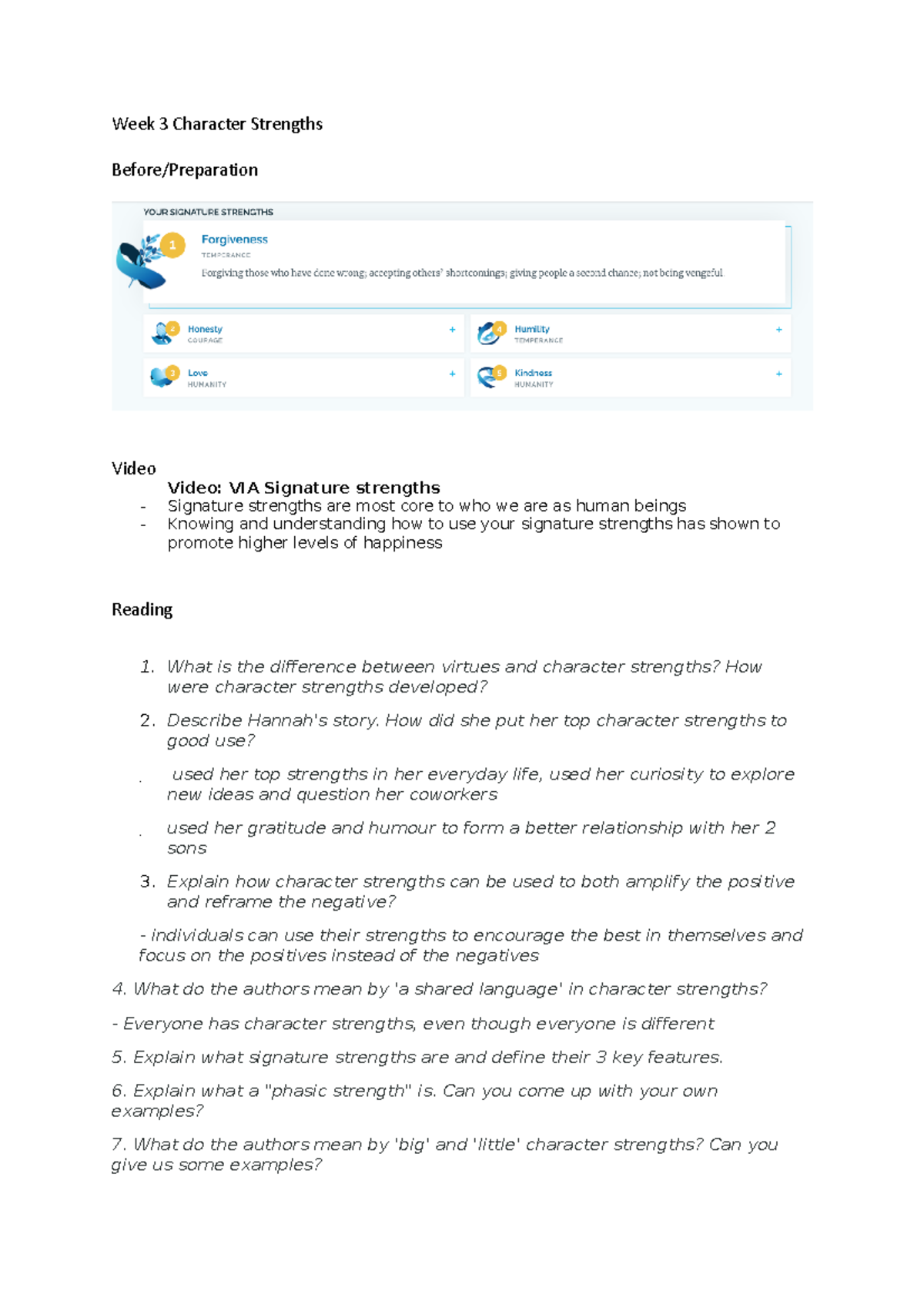 Week 3 Character Strengths - Week 3 Character Strengths Before ...
