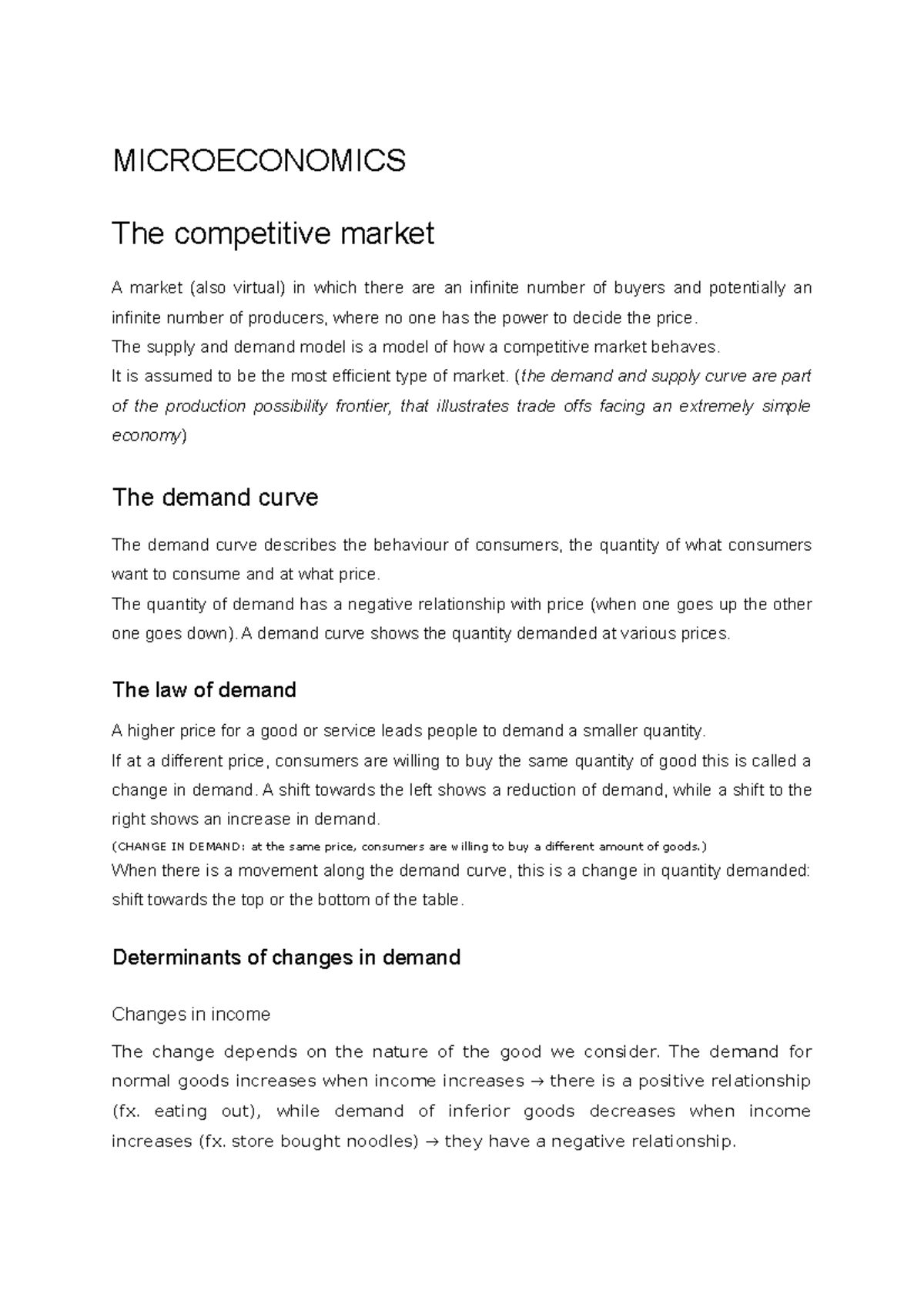 Notes from every lesson of microeconomics (Intro to econ part 1 ...