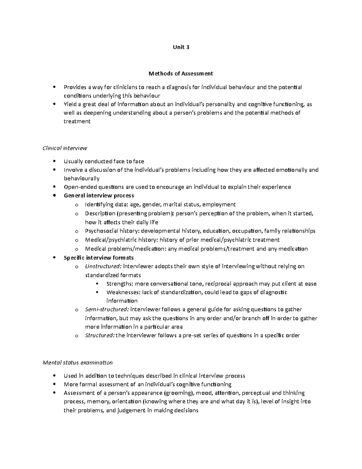 Unit 3 - Methods of assessment - Unit 3 Methods of Assessment Provides ...
